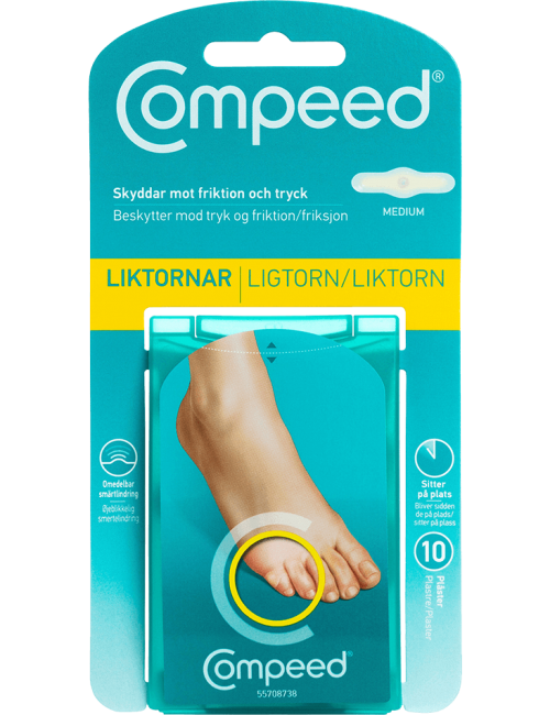 Compeed-produkter: Gnagsår, munnsår, skjev stortå Liktorn og sprukken hæl