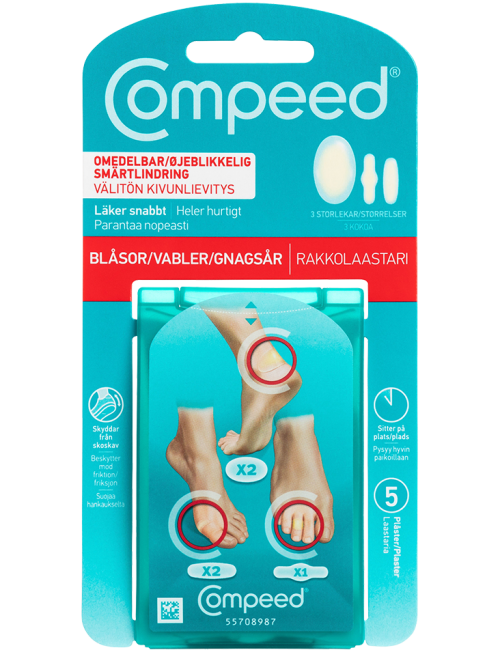 Compeed-produkter: Gnagsår, munnsår, skjev stortå Liktorn og sprukken hæl